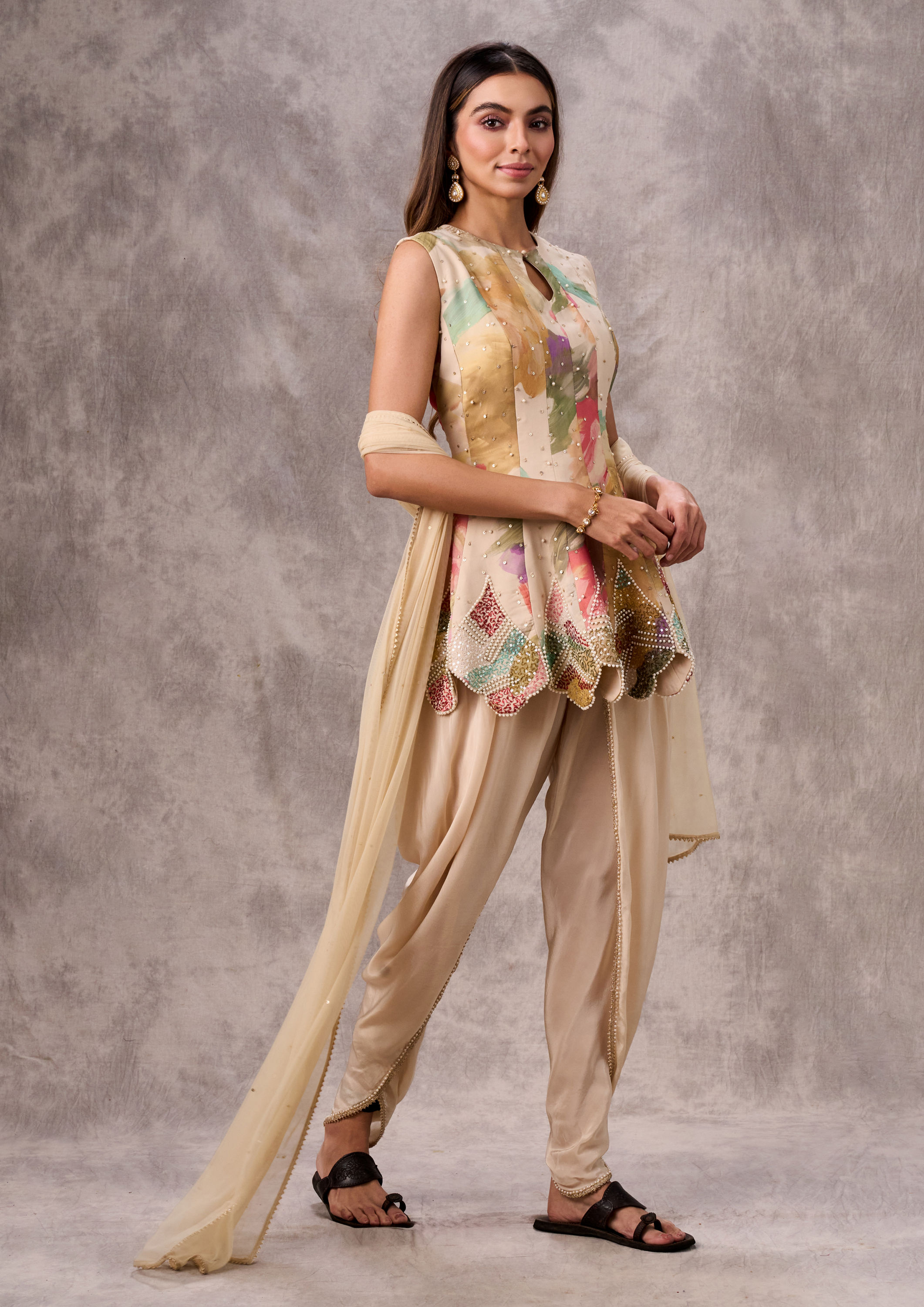 Buy Golden Elegance Georgette Stitched Suit Online in India @Twamev ...