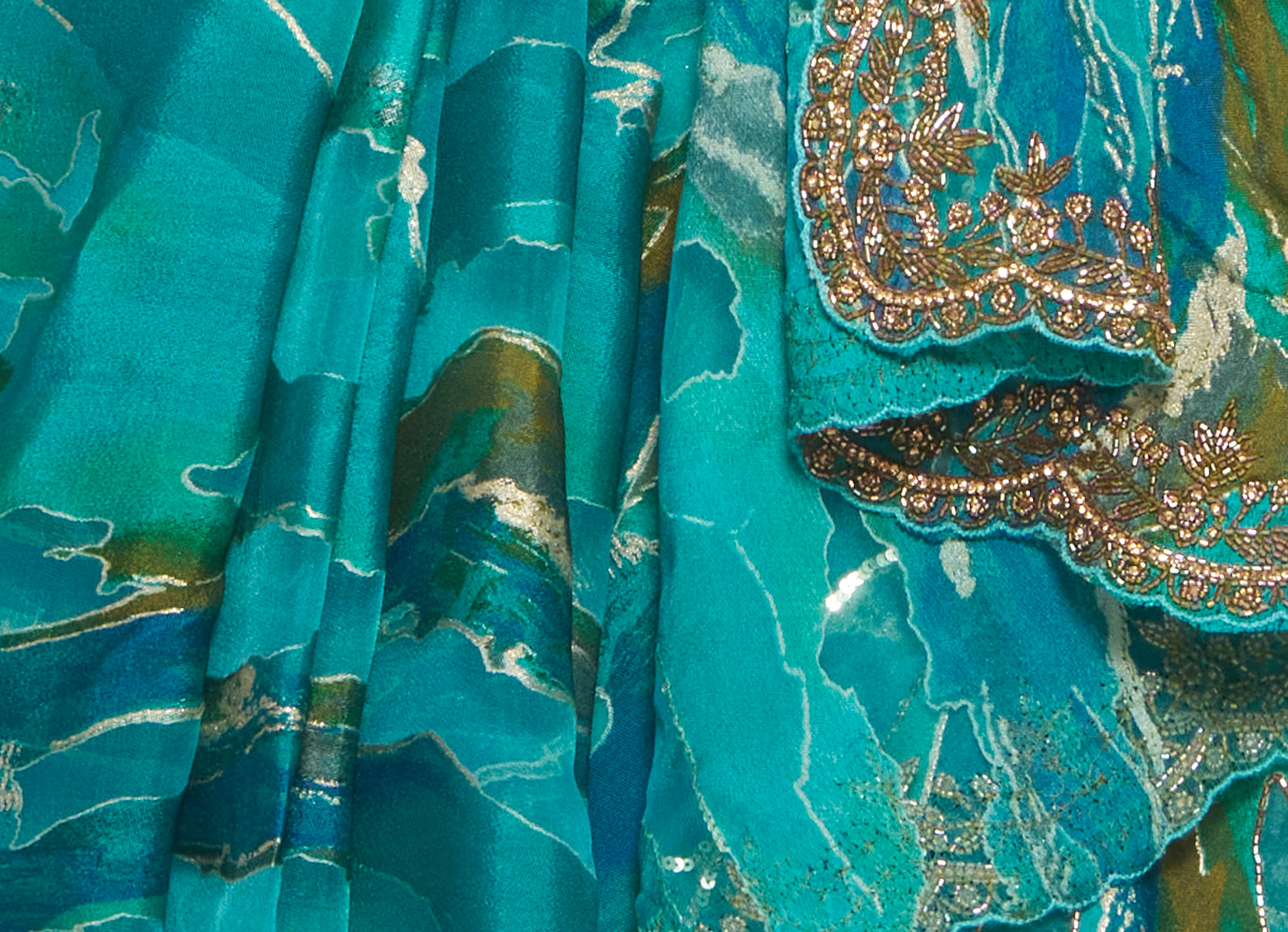 Buy Ravishing Rama Green Saree Online in the USA @Twamev - Saree for Women