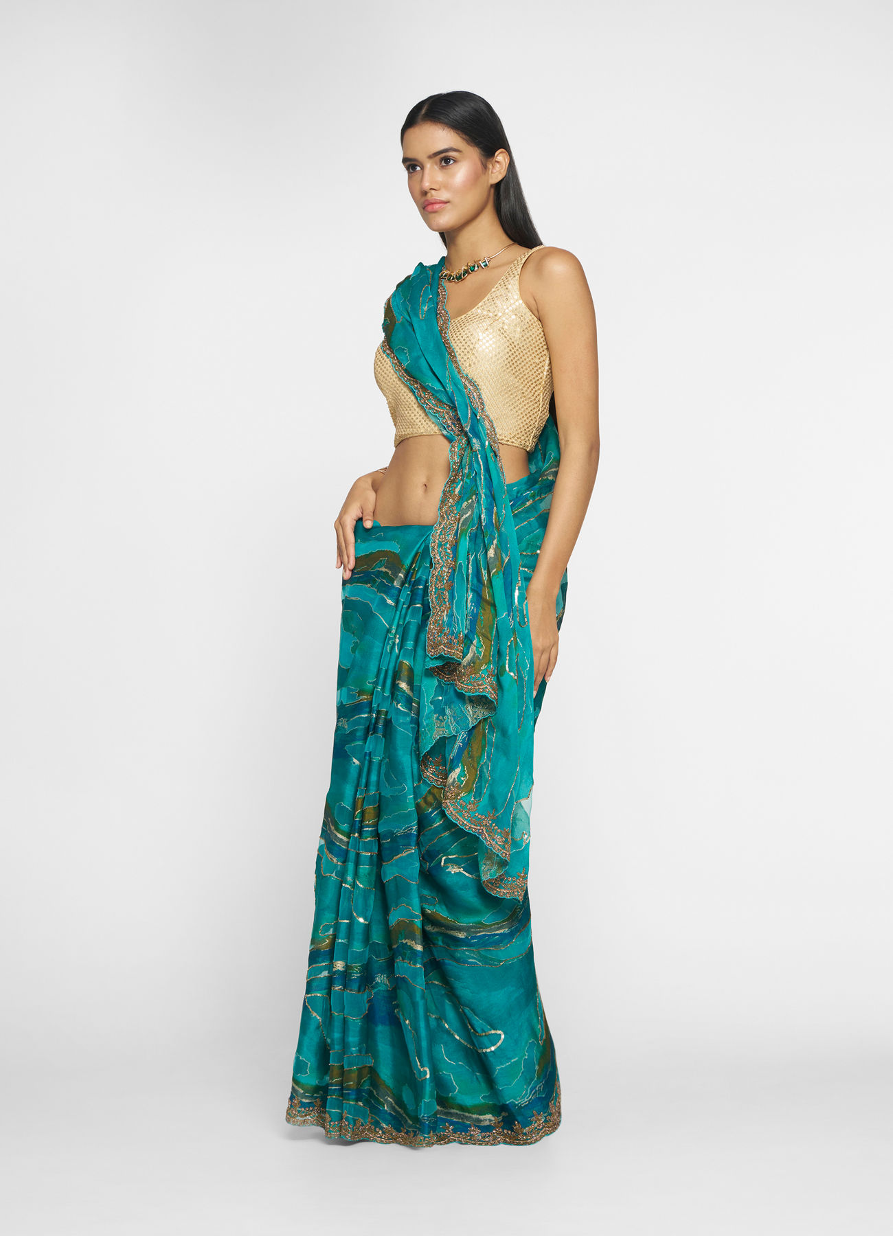 Buy Ravishing Rama Green Saree Online in the USA @Twamev - Saree for Women