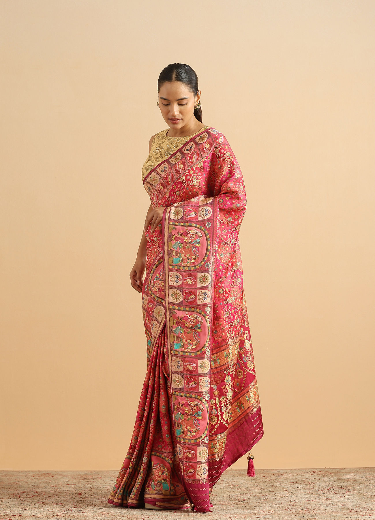 Buy Royal Blossom Rani Pink Saree Online in the USA @Twamev - Saree for ...
