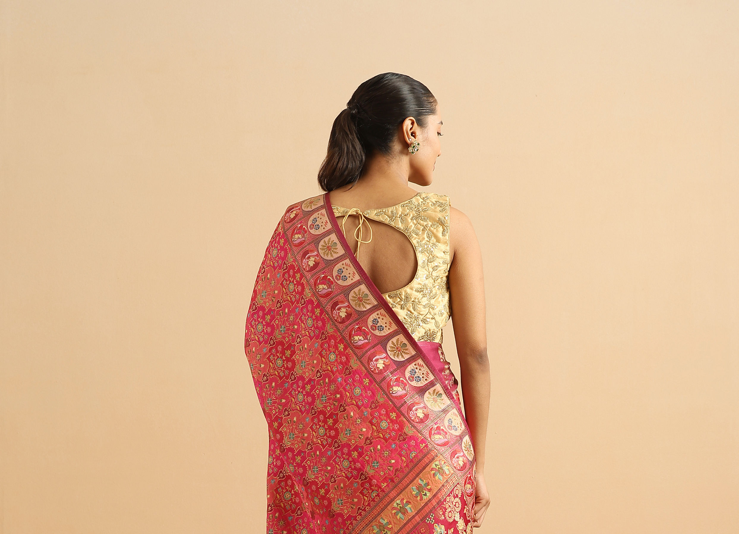 Buy Royal Blossom Rani Pink Saree Online in the USA @Twamev - Saree for ...
