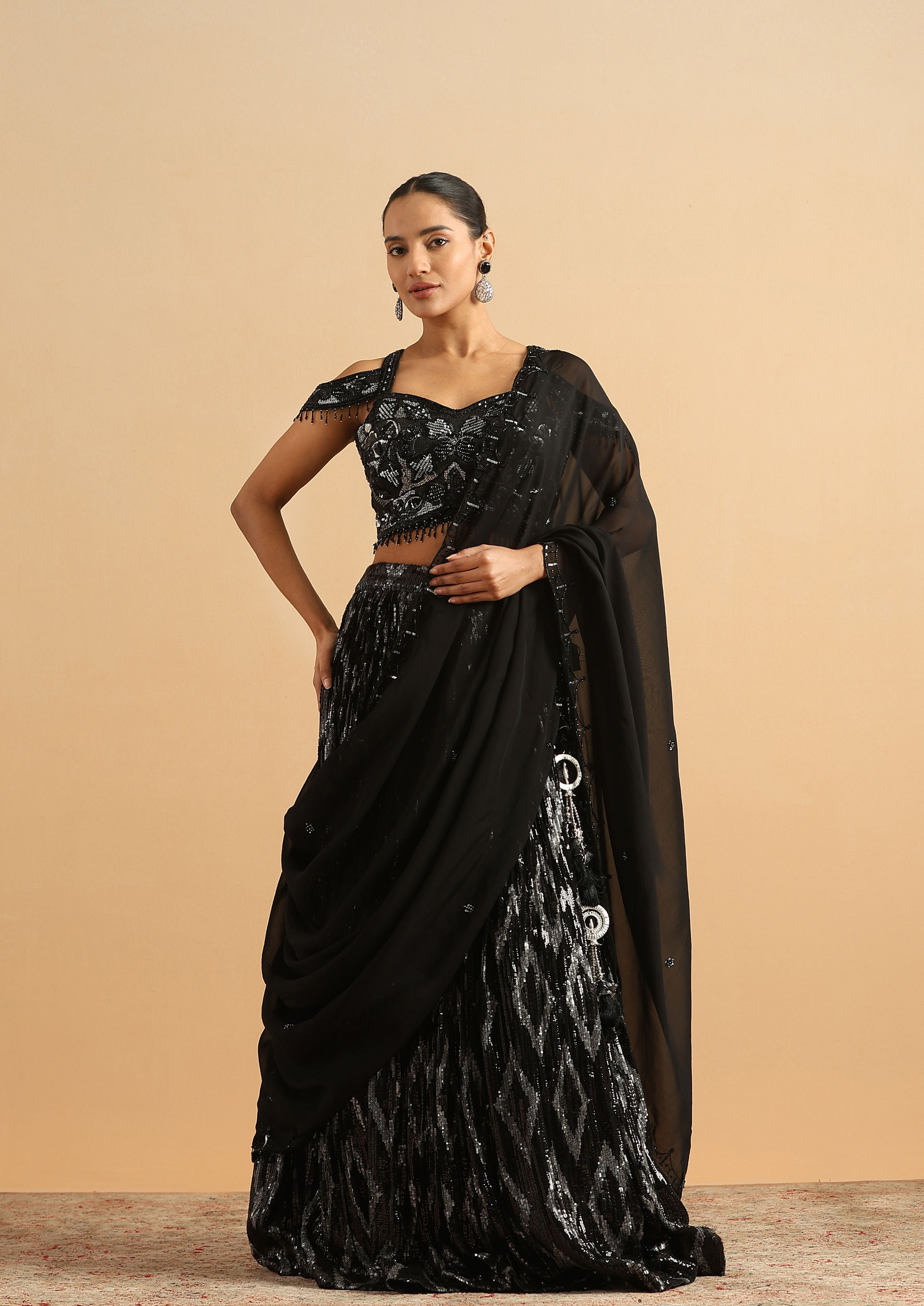 Buy Sparkling Black Skirt Top Set Online in India @Twamev - Lehenga for ...