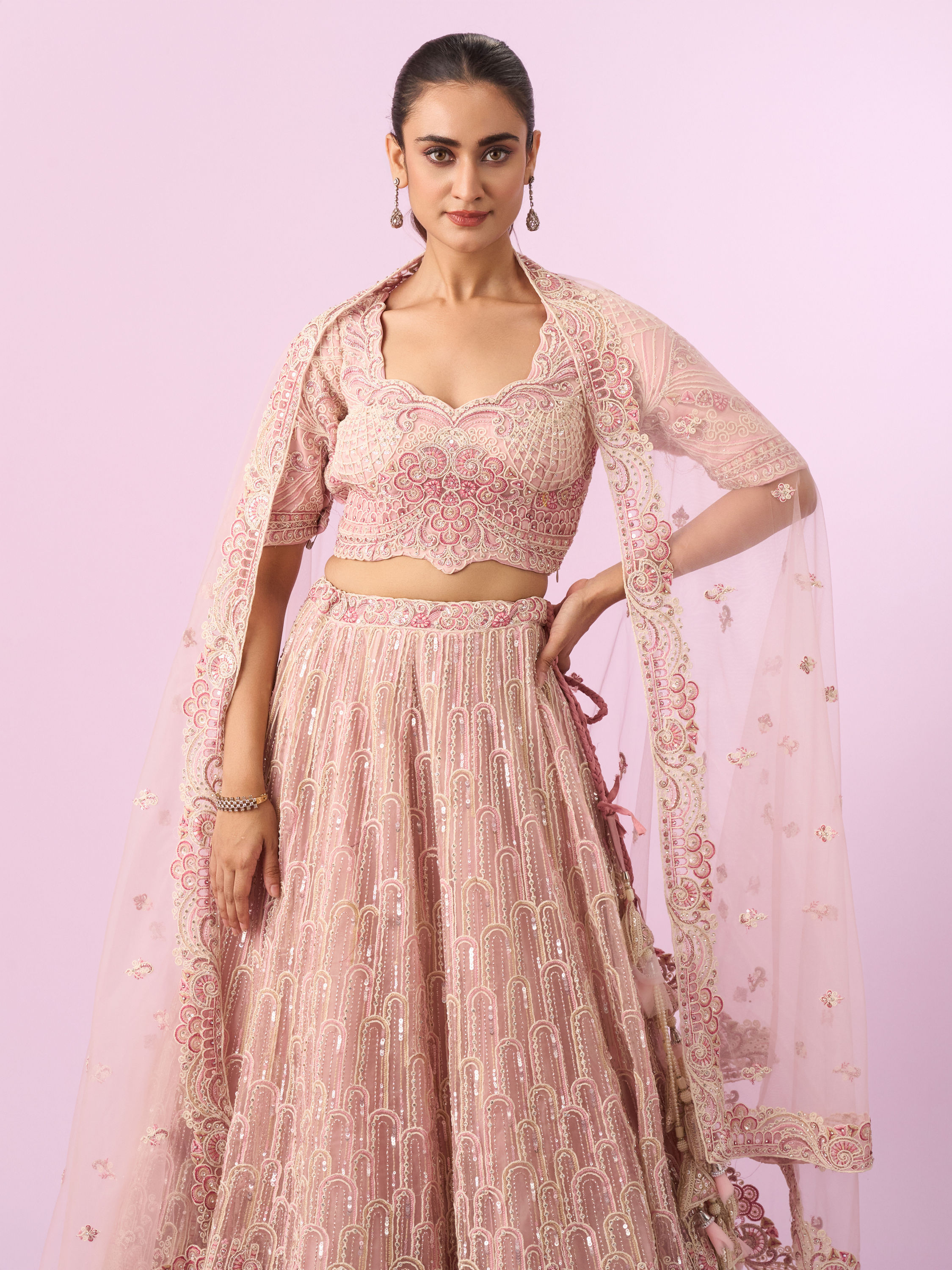 Buy Enchanting Light Pink Lehenga Online in India @Mohey - Lehenga for ...
