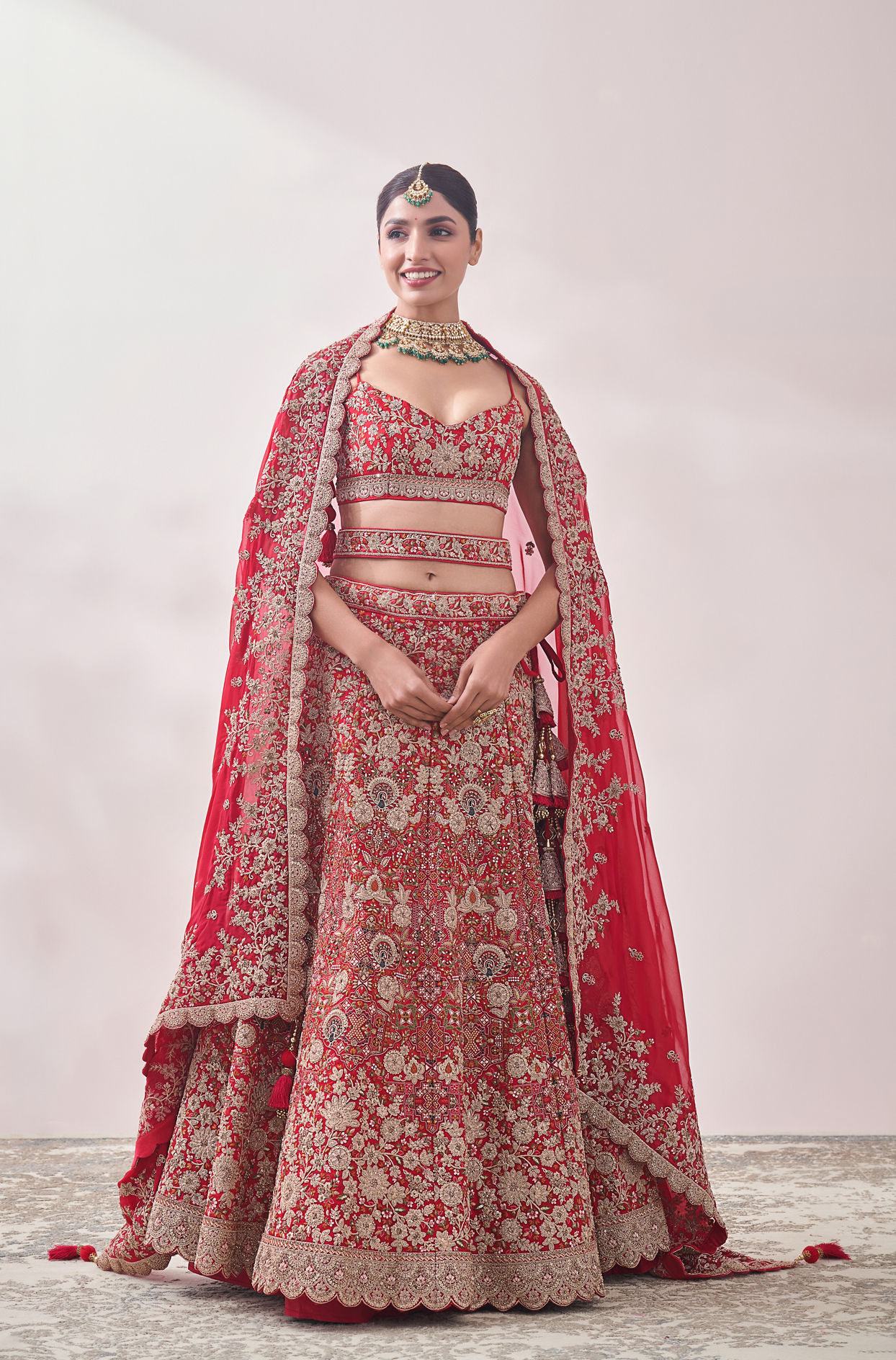 Buy Rani Pink Floral Embroidered Lehenga Online in India @Mohey ...