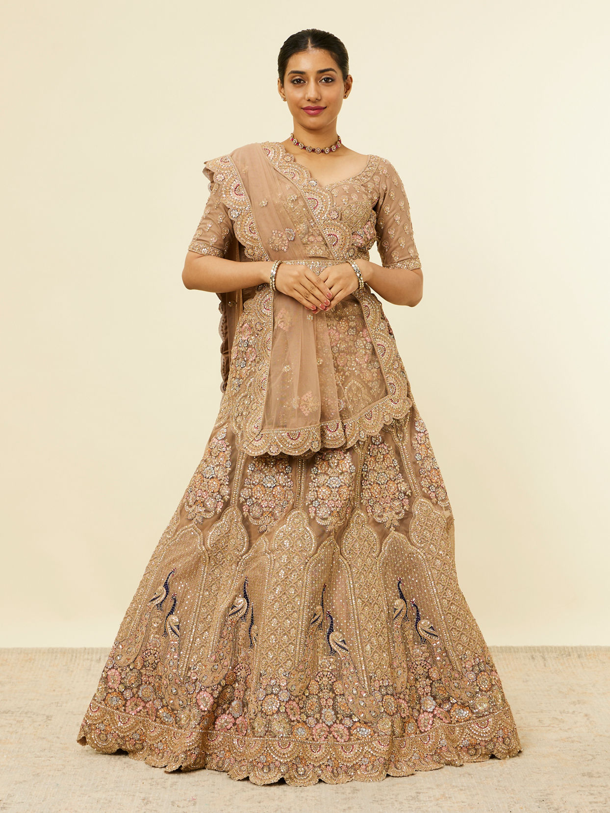 Buy Golden Fawn Sitara Embroidered Bridal Lehenga Online in the USA ...