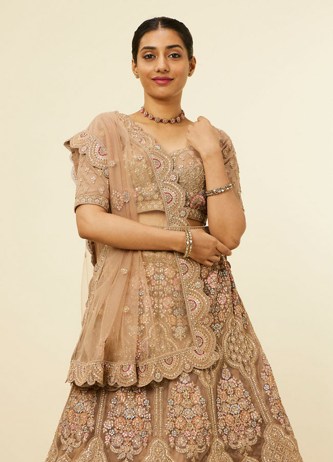Buy Golden Fawn Sitara Embroidered Bridal Lehenga Online in the USA ...