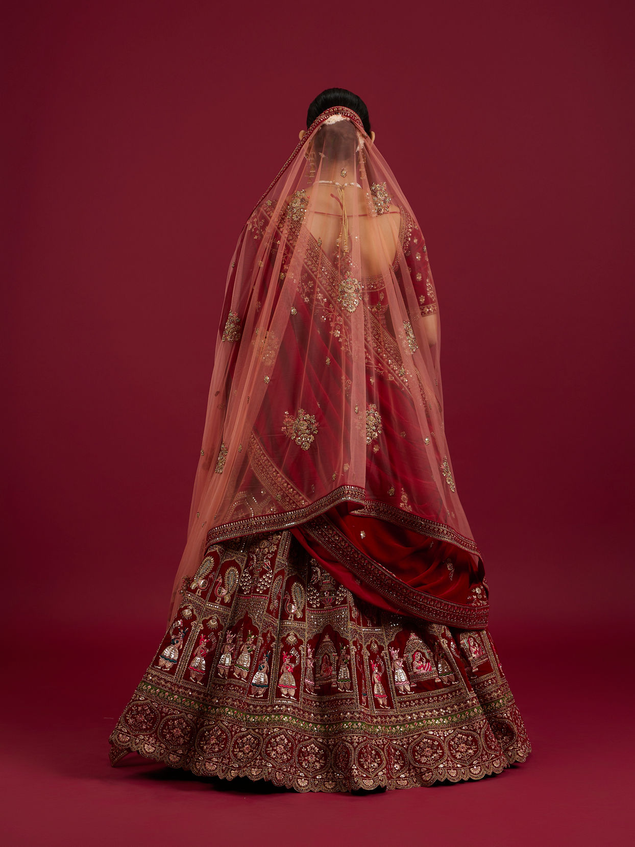 Buy Intricate Embroidered Red Bridal Lehenga Online in India @Mohey ...